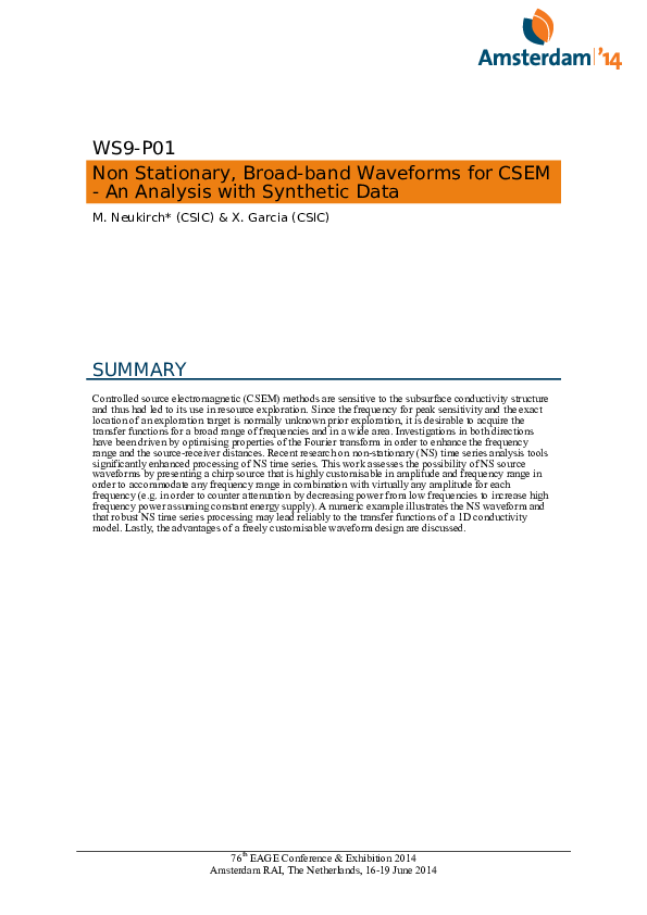 (PDF) Non Stationary, Broad-band Waveforms for CSEM - An Analysis with ...