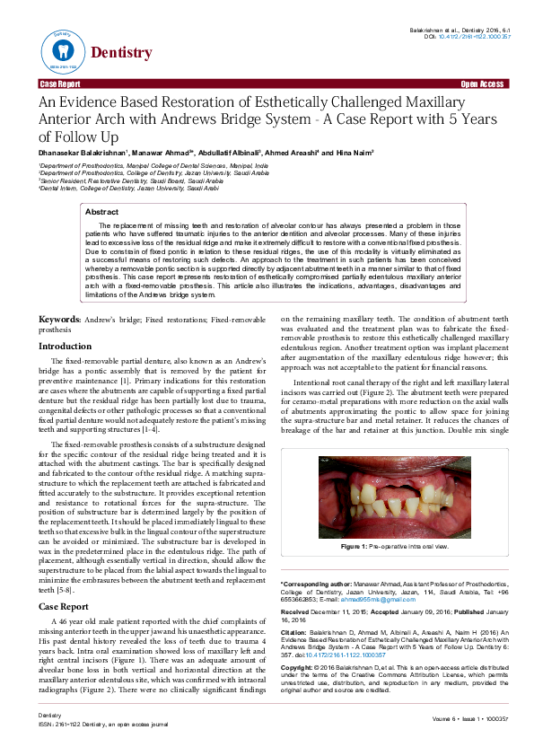 (PDF) An Evidence Based Restoration of Esthetically Challenged ...