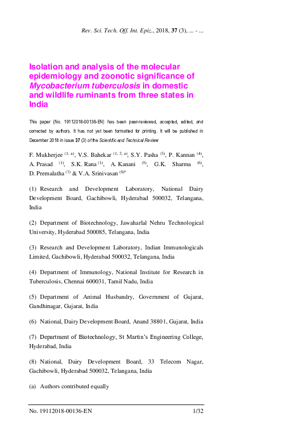 (PDF) Isolation and analysis of the molecular epidemiology and zoonotic ...