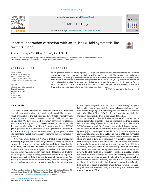(PDF) Spherical aberration correction with an in-lens N-fold symmetric ...