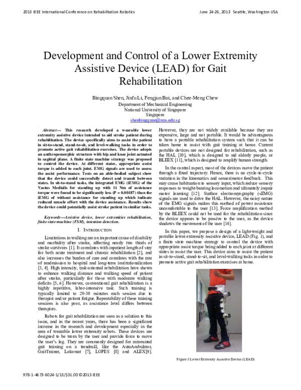 (PDF) Development and control of a lower extremity assistive device ...