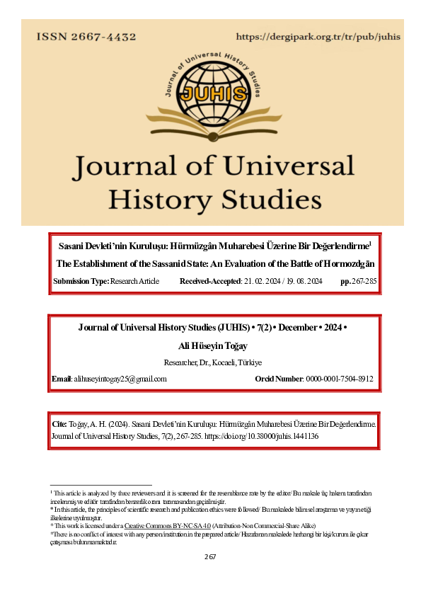 (PDF) Sasani Devleti’nin Kuruluşu Hürmüzgân Muharebesi Üzerine Bir ...