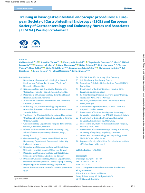 (PDF) Training in basic gastrointestinal endoscopic procedures: a ...