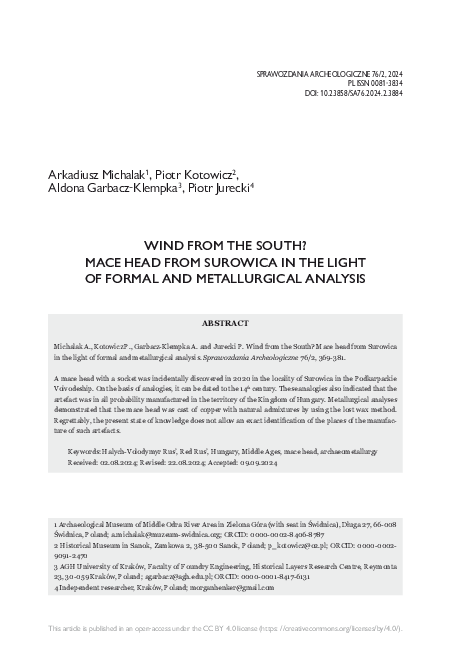 (PDF) Wind from the South? Mace head from Surowica in the light of ...