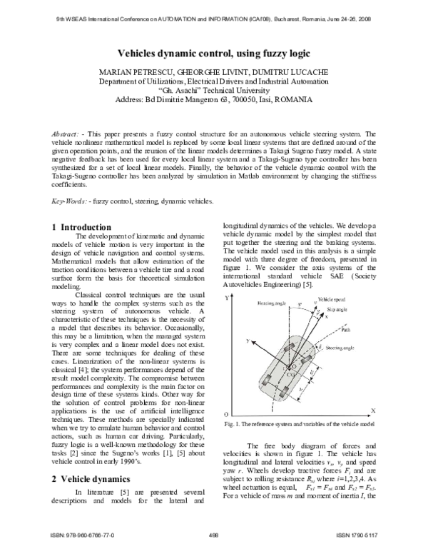 (PDF) Vehicles dynamic control, using fuzzy logic