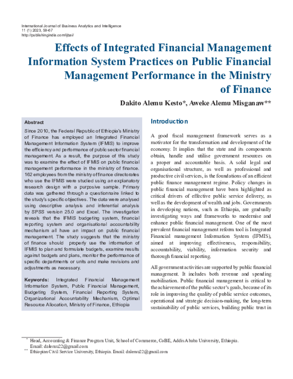 (PDF) Effects of Integrated Financial Management Information System ...