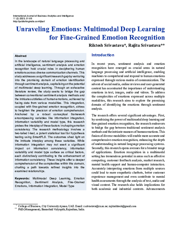 (PDF) Unraveling Emotions: Multimodal Deep Learning for Fine-Grained Emotion Recognition