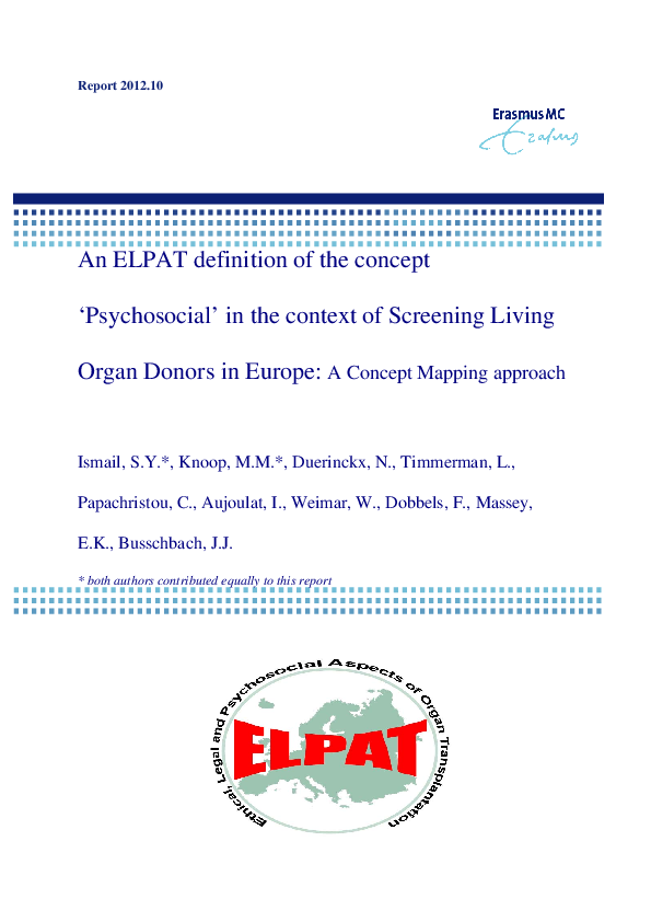 (PDF) An ELPAT definition of the concept ‘Psychosocial’ in the context of Screening Living Organ ...