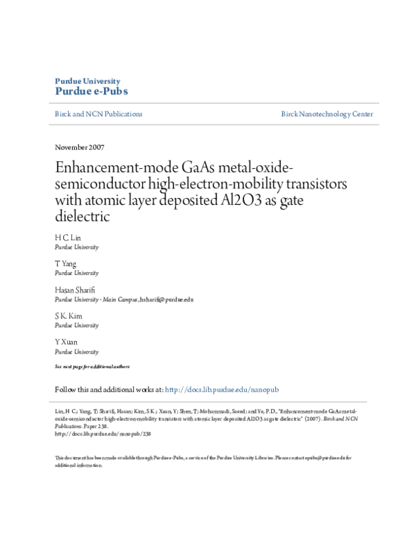 (PDF) Enhancement-mode GaAs metal-oxide-semiconductor high-electron ...