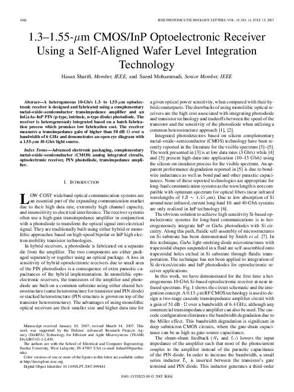 (PDF) 1.3–1.55-$\mu$m CMOS/InP Optoelectronic Receiver Using a Self ...