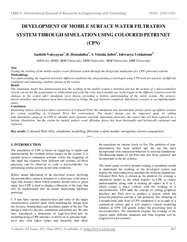 (PDF) Development of Mobile Surface Water Filtration System Through ...