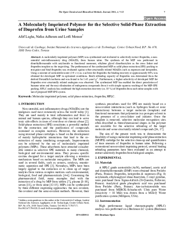 (PDF) A Molecularly Imprinted Polymer for the Selective Solid-Phase Extraction of Ibuprofen from ...
