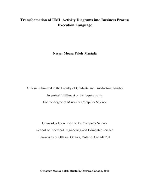 (PDF) Transformation of UML Activity Diagrams into Business Process Execution Language