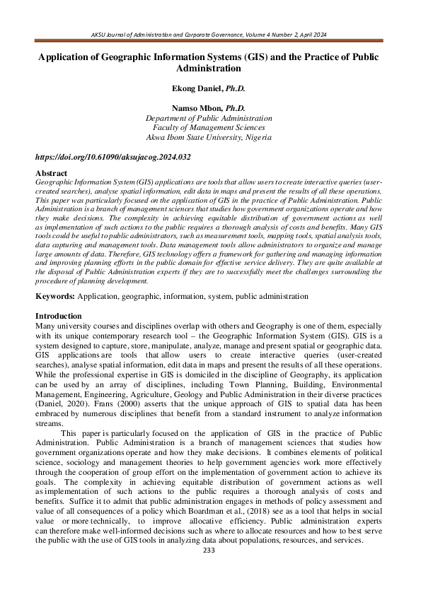 (PDF) Application of Geographic Information Systems (GIS) and the ...