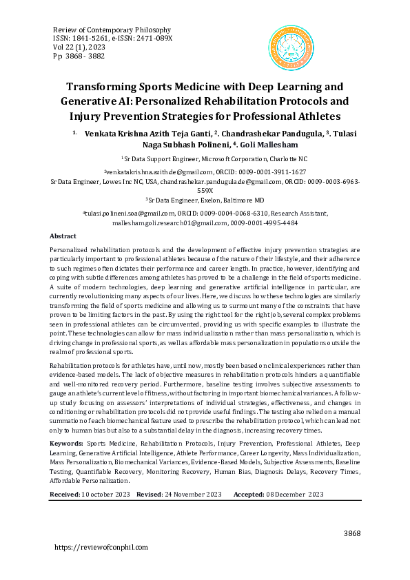(PDF) Transforming Sports Medicine with Deep Learning and Generative AI ...