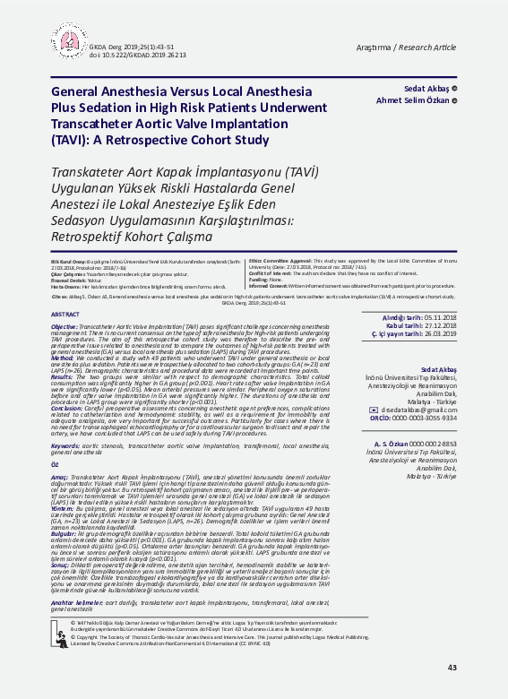 (PDF) General Anesthesia versus Local Anesthesia plus Sedation in High Risk Patients Underwent ...