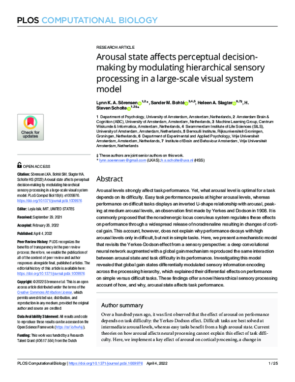 (PDF) Arousal state affects perceptual decision-making by modulating hierarchical sensory ...