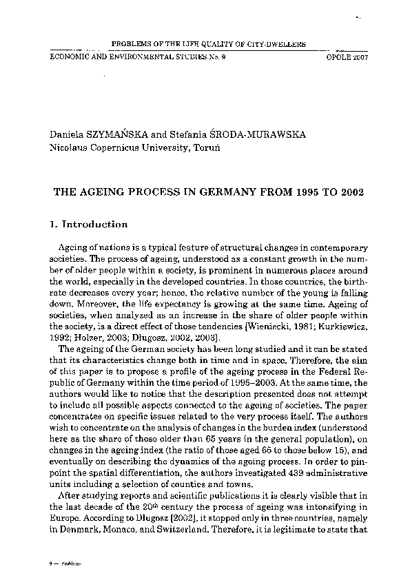 (PDF) The Ageing Process in Germany from 1995 to 2002 | Daniela ...