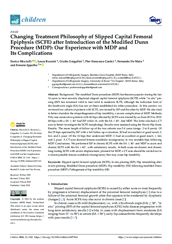 (PDF) Changing Treatment Philosophy of Slipped Capital Femoral ...