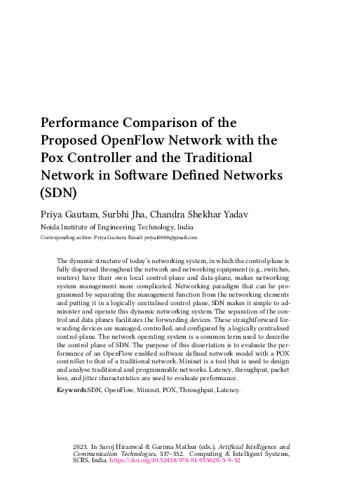 (PDF) Performance Comparison of the Proposed OpenFlow Network with the ...