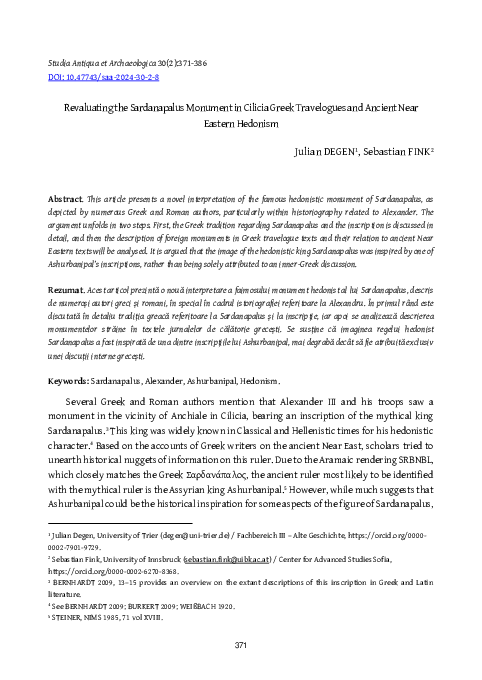 (PDF) (Julian Degen / Sebastian Fink) Revaluating the Sardanapalus ...