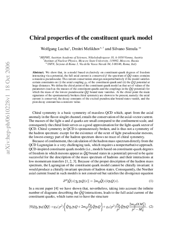 (PDF) Chiral properties of the constituent quark model
