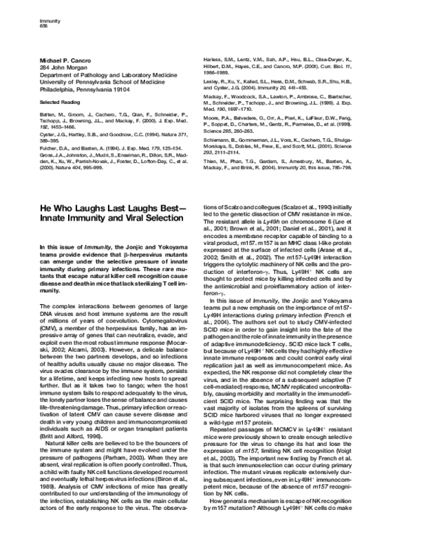 (PDF) He Who Laughs Last Laughs Best— Innate Immunity and Viral Selection