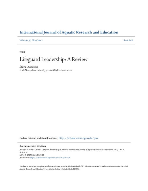 (PDF) Lifeguard Leadership: A Review