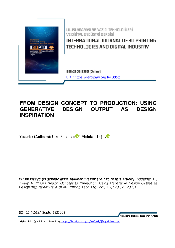 (PDF) From Design Concept to Production Using Generative Design Output as Design Inspiration