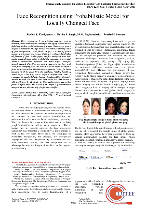 (PDF) Face Recognition using Probabilistic Model for Locally Changed Face