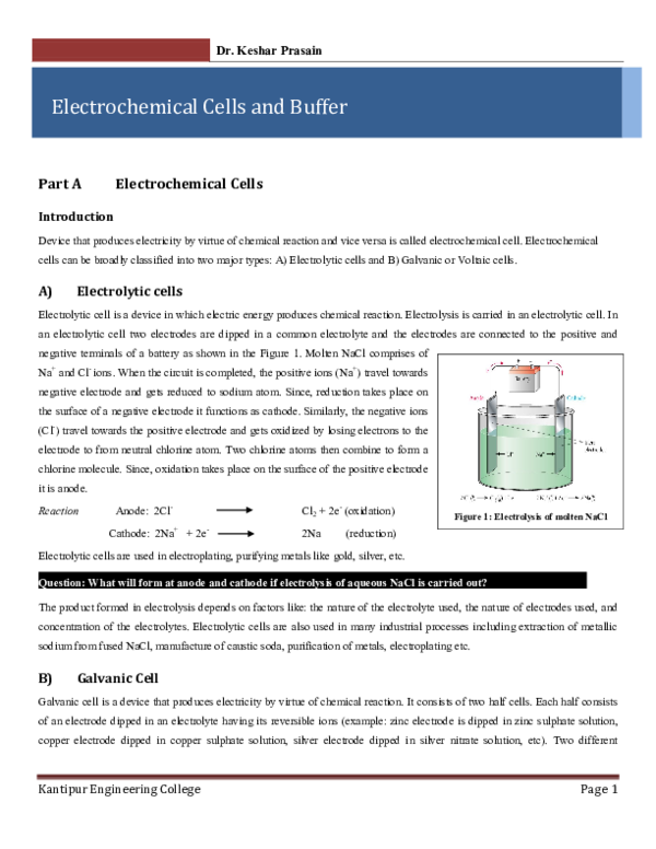 (PDF) Part A Electrochemical Cells