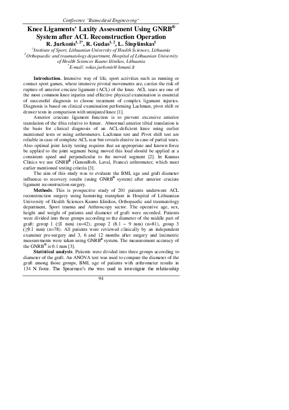 (PDF) Knee ligaments’ laxity assessment using GNRB® system after ACL ...