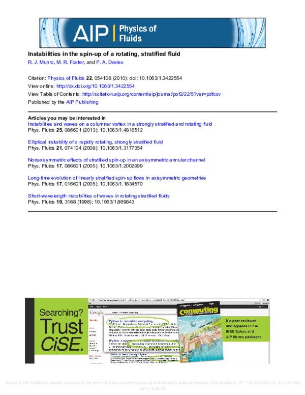 (PDF) Instabilities in the spin-up of a rotating, stratified fluid