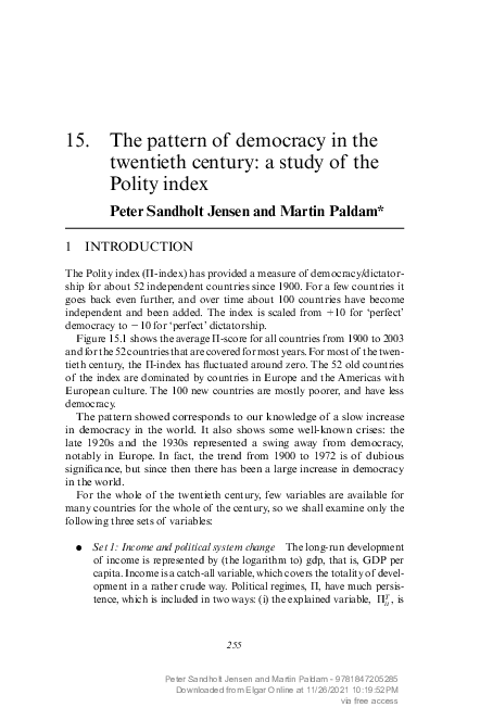 (PDF) The Pattern of Democracy in the Twentieth Century: A Study of the ...