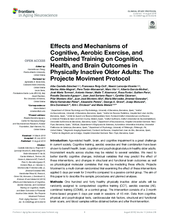 (PDF) Effects and Mechanisms of Cognitive, Aerobic Exercise, and Combined Training on Cognition ...