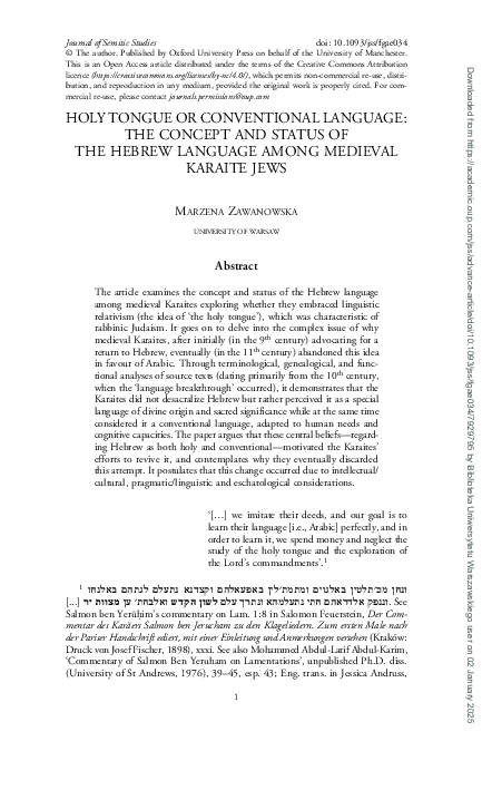 (PDF) Holy Tongue or Conventional Language: The Concept and Status of ...