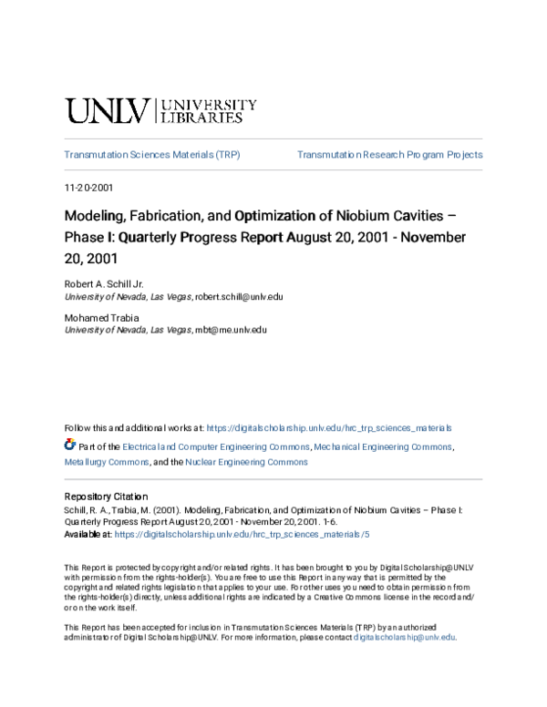 (PDF) Modeling, Fabrication, and Optimization of Niobium Cavities ...