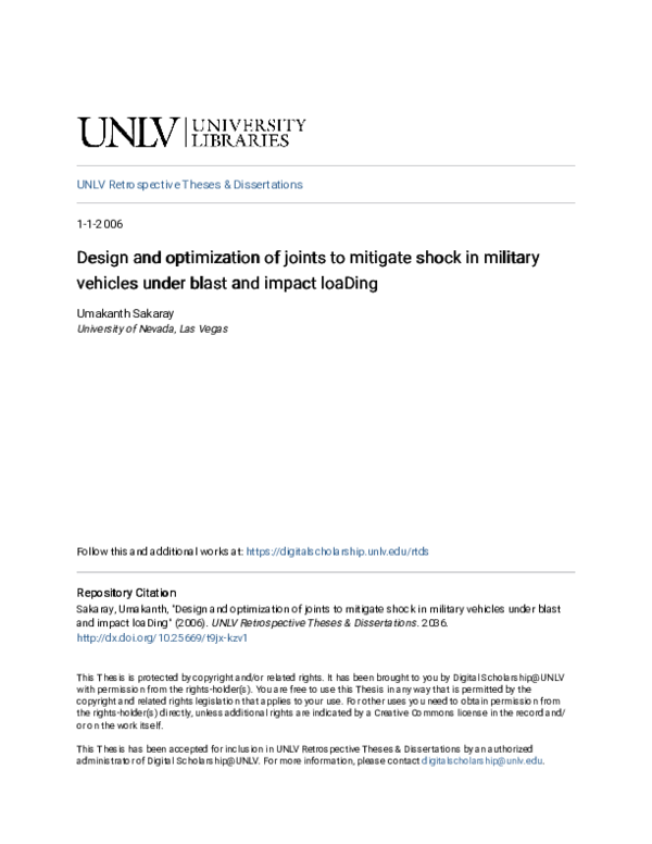(PDF) Design and optimization of joints to mitigate shock in military ...