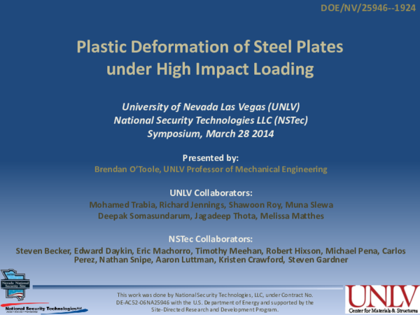 (PDF) Plastic Deformation of Steel Plates under High Impact Loading