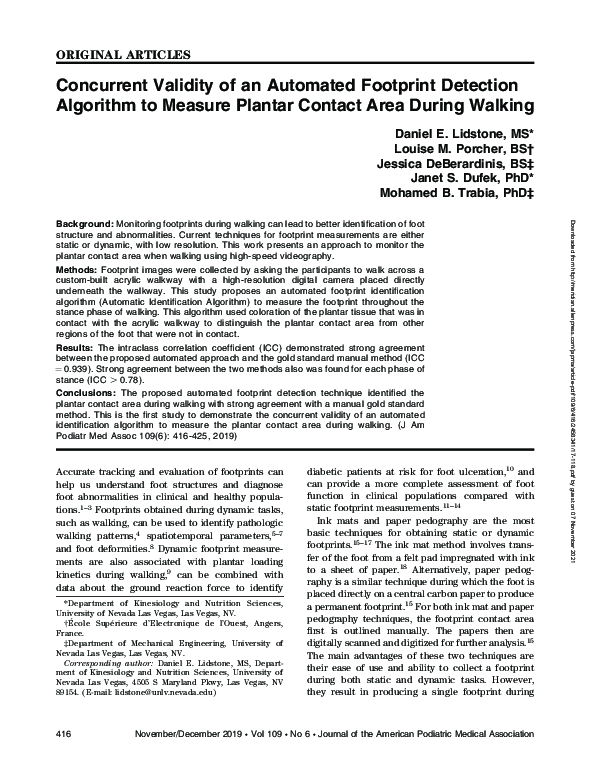 (PDF) Concurrent Validity of an Automated Footprint Detection Algorithm ...