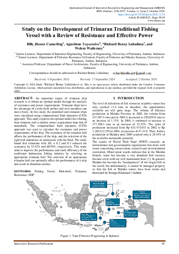 (PDF) Study on the Development of Trimaran Traditional Fishing Vessel ...
