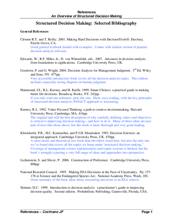 (PDF) An Overview of Structured Decision Making