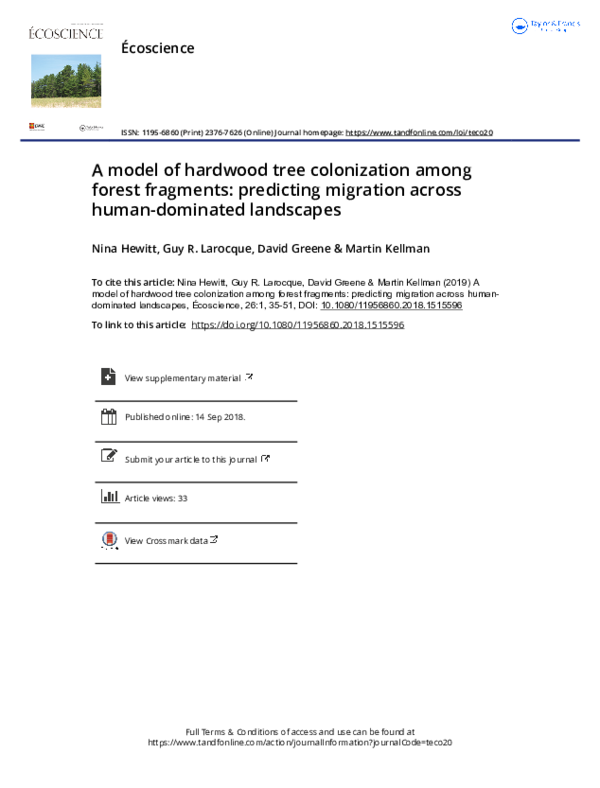 (PDF) A model of hardwood tree colonization among forest fragments ...