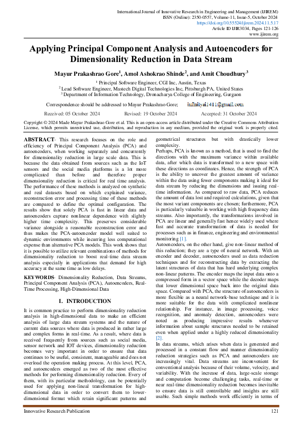 (PDF) Applying Principal Component Analysis and Autoencoders for Dimensionality Reduction in ...