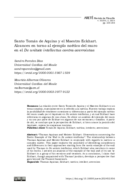 (PDF) Santo Tomás de Aquino y Maestro Eckhart. Alcances en torno al ejemplo noético del muro en ...