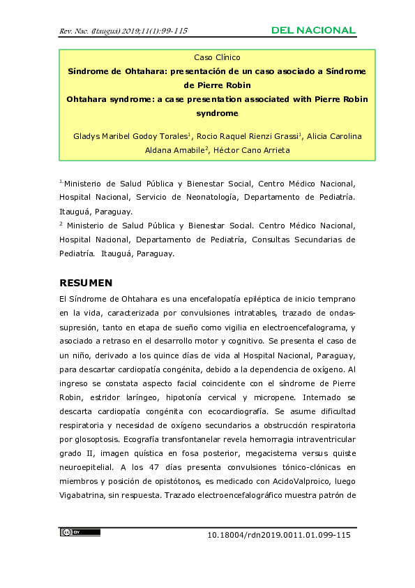 (PDF) Ohtahara syndrome: a case presentation associated with Pierre ...