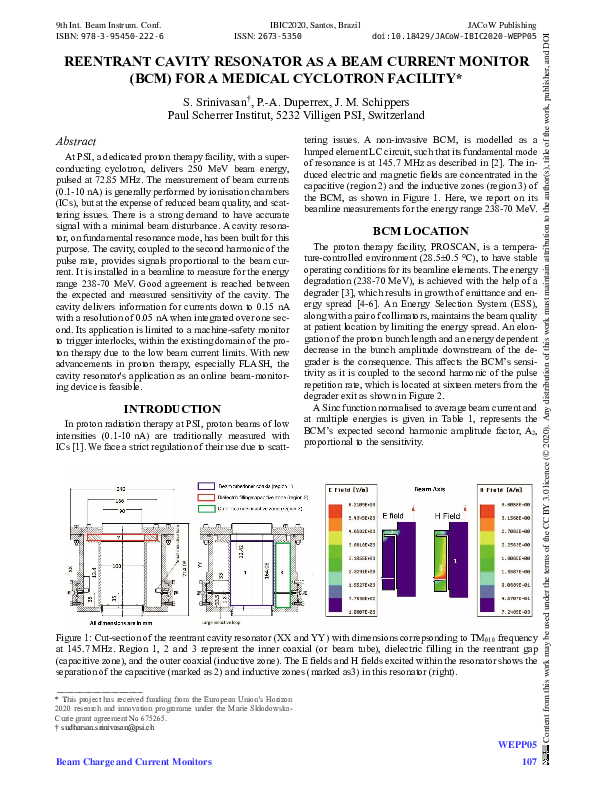 (PDF) Reentrant Cavity Resonator as a Beam Current Monitor (BCM) for a ...