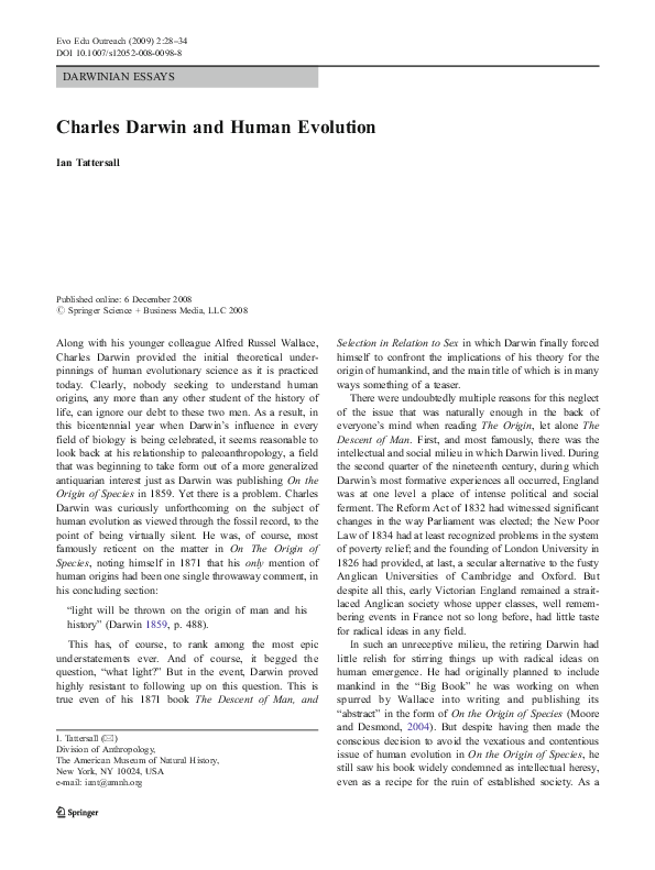 (PDF) Charles Darwin and human evolution