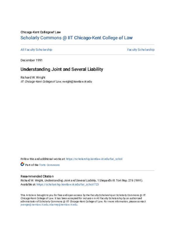 (PDF) Understanding Joint and Several Liability (PDF) Understanding Joint and Several Liability