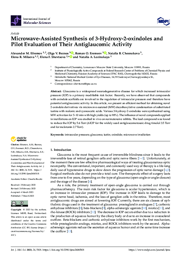 (PDF) Microwave-Assisted Synthesis of 3-Hydroxy-2-oxindoles and Pilot Evaluation of Their ...